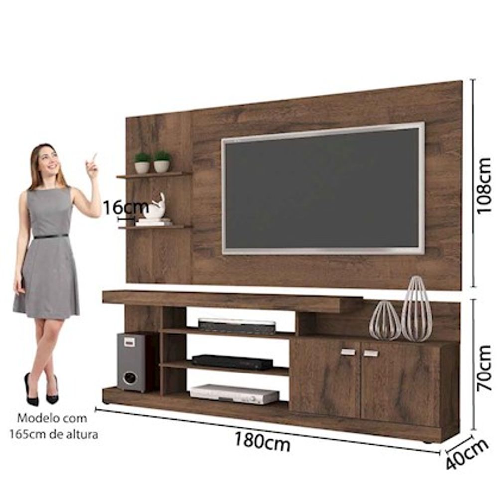 Painel para Tv 50 Polegadas e Rack 2 Portas Viena Permobili Café ...