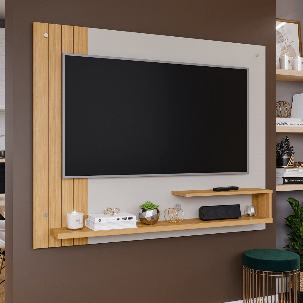 Painel para Tv até 50" Dunas Permobili Off White/Nature - ebbamoveis
