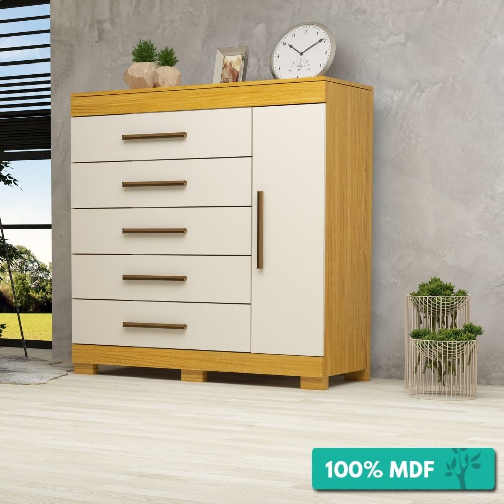 Cômoda 100%Mdf Com 5 Gavetas Sapateira 1 Porta Rayane Prime Acp Móveis ...