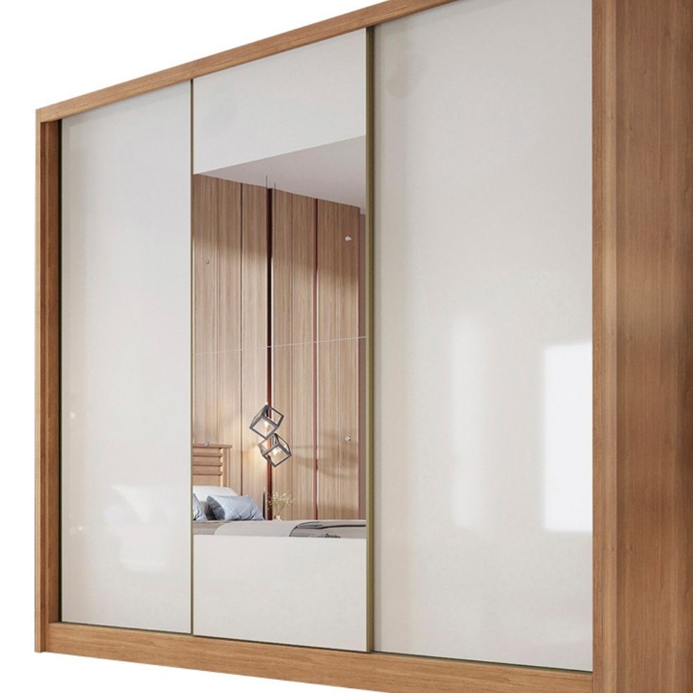 Guarda-Roupa Casal 100% Mdf 3 Portas Correr Com Espelho 6 Gavetas ...